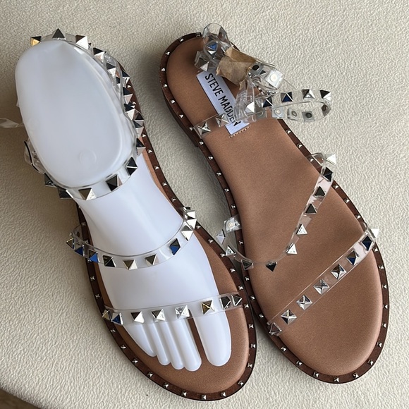 Steve Madden | Shoes | New Steve Madden Flat Clear Rubber Sandals With ...